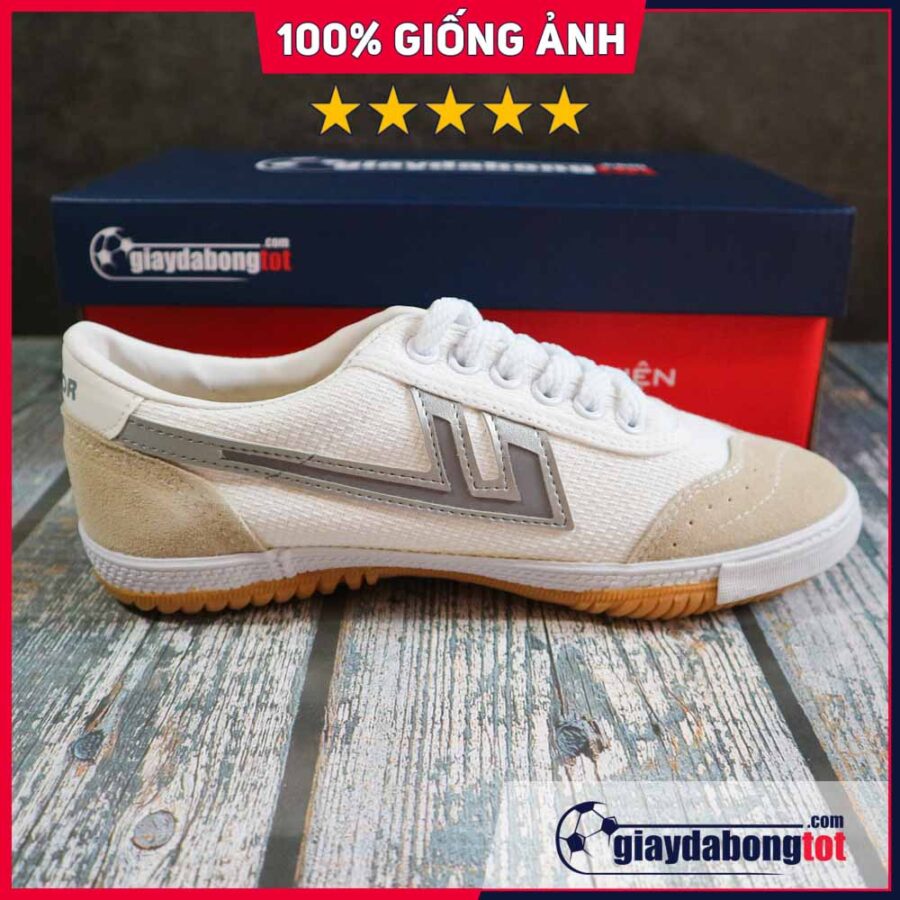 Giày đá bóng Bata Warrior trắng vạch bạc da vải chính hãng